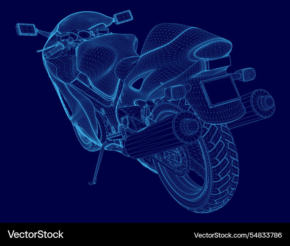 Blue motorcycle with a exhaust pipe Royalty Free Vector