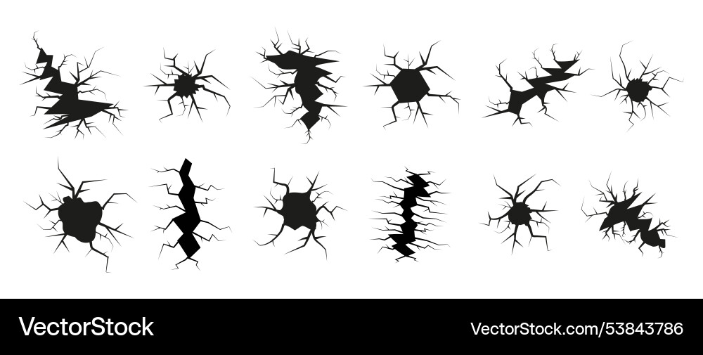 Cracks ground element collection set of damage Vector Image