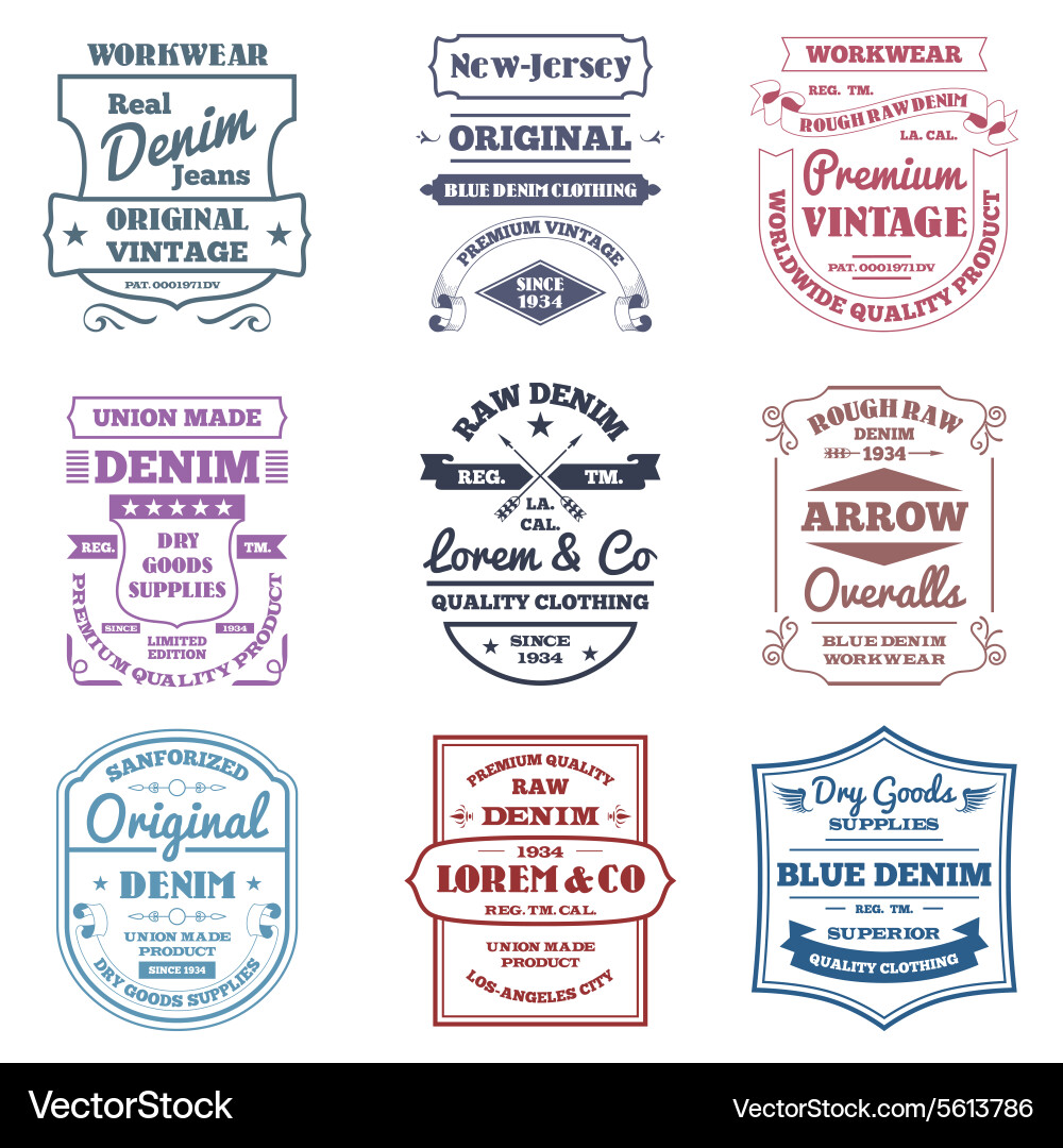 Denim typography emblems Royalty Free Vector Image