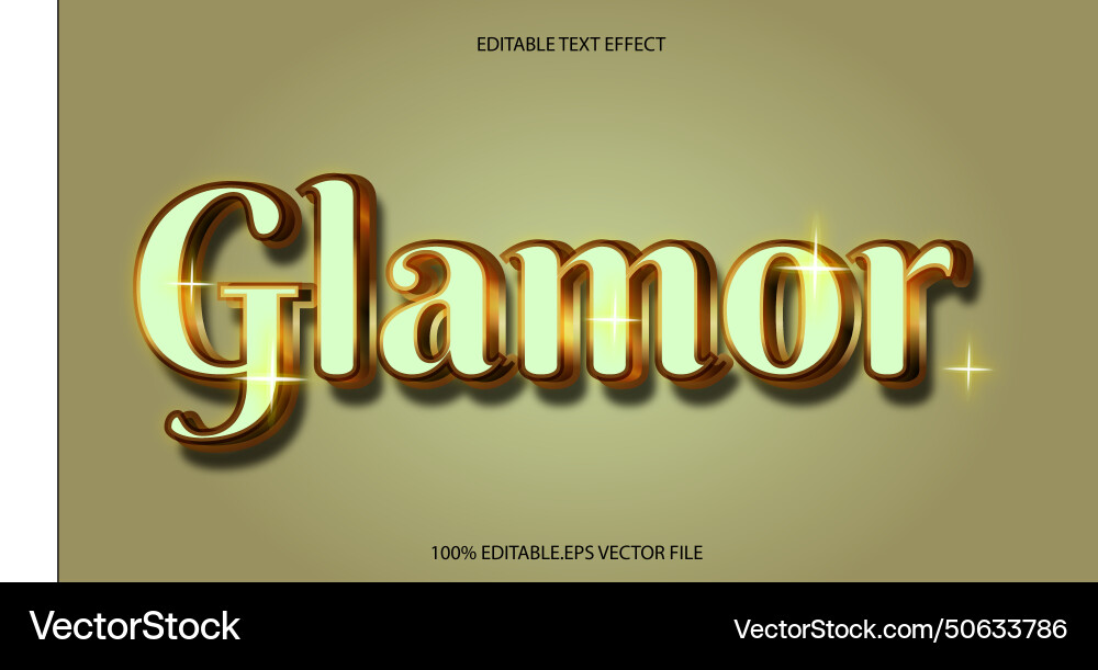 Glamour text effect 3d emboss gradient style Vector Image