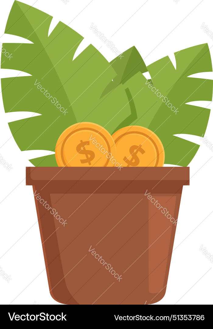 Growing wealth concept with money plant Royalty Free Vector