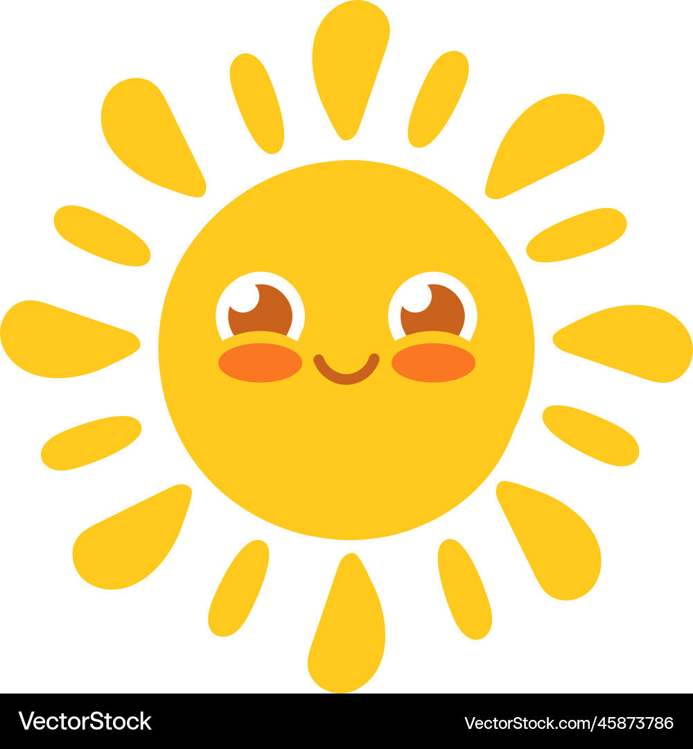 Happy sun icon yellow sunshine with smiling face Vector Image