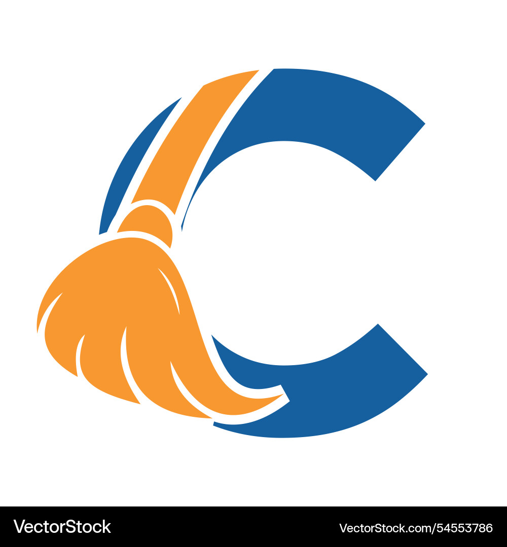 Initial cleaning logo on letter c combine Vector Image