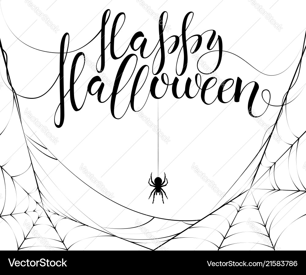 Lettering happy halloween in black and white Vector Image