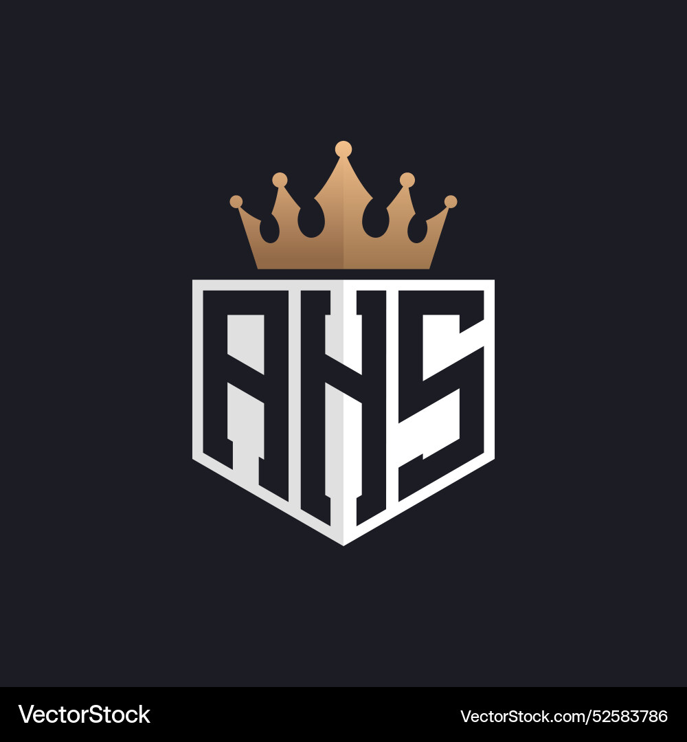 Luxury ahs logo with crown elegant initials Vector Image