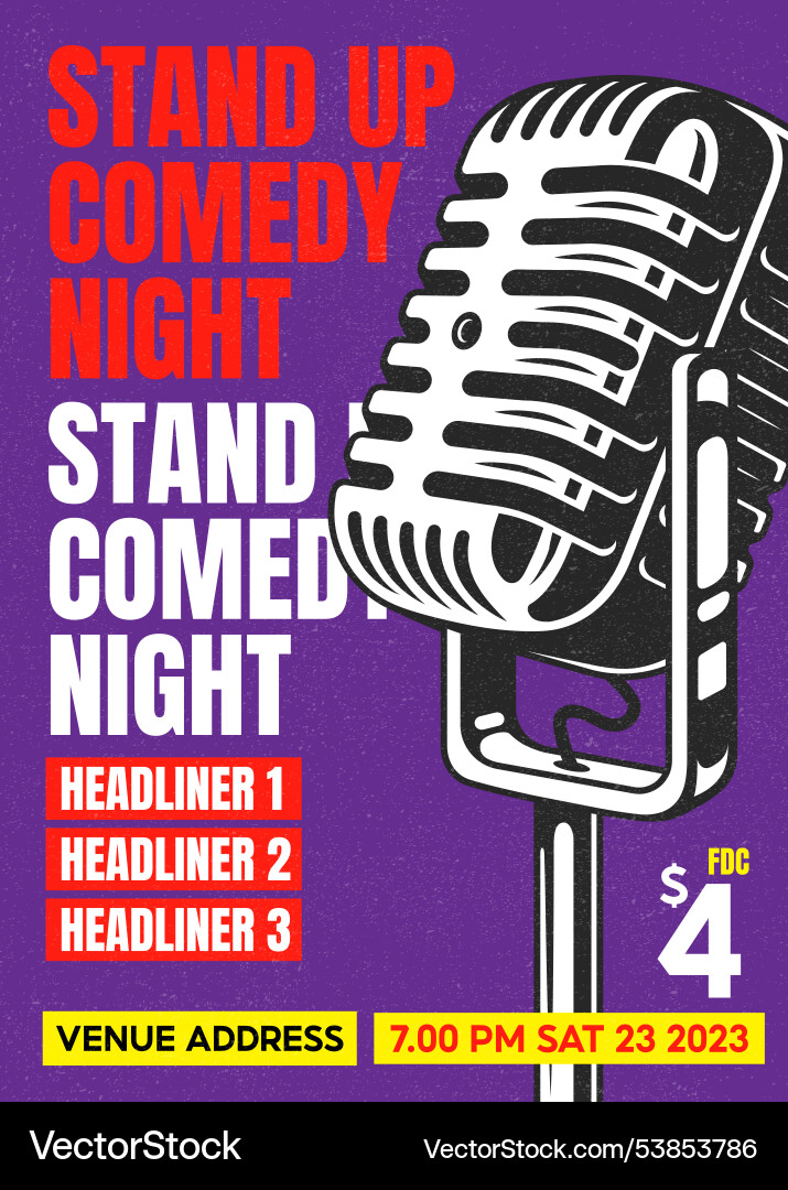 Open mic night comedy stand up show poster Vector Image