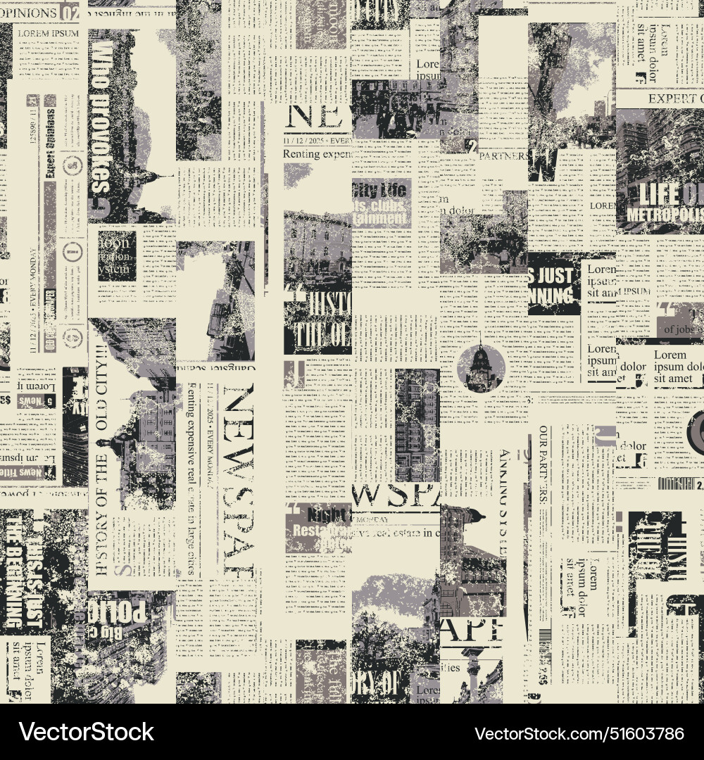 Seamless pattern with collage of newspaper Vector Image