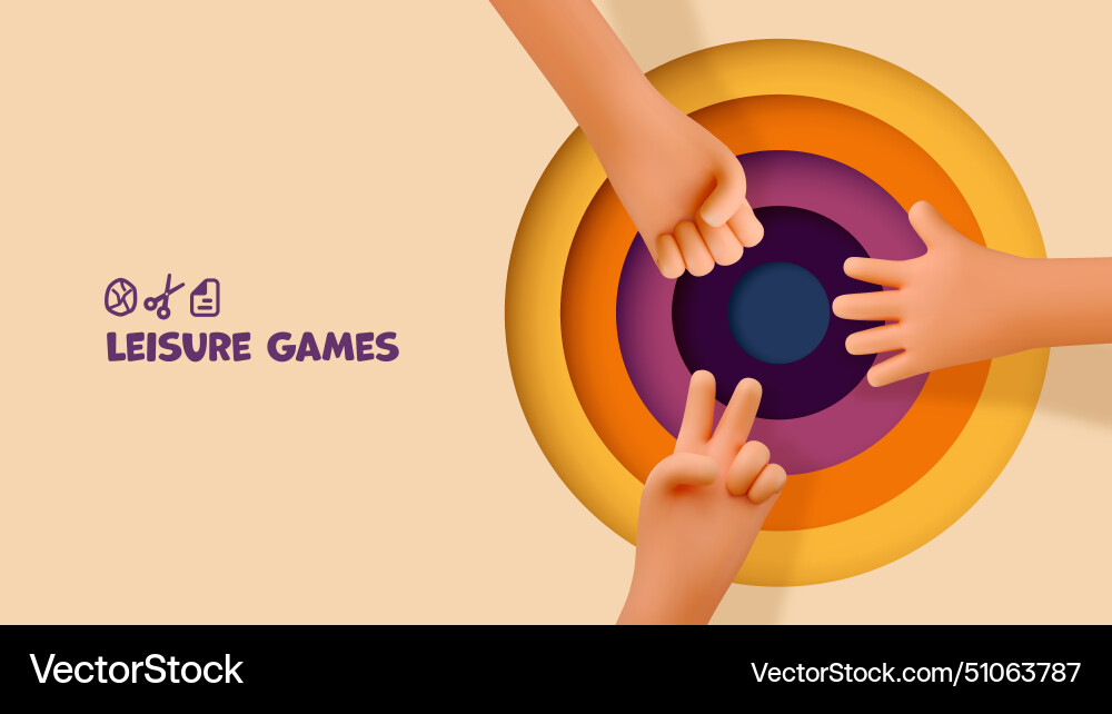 3d cartoon hands playing rock paper scissors game Vector Image