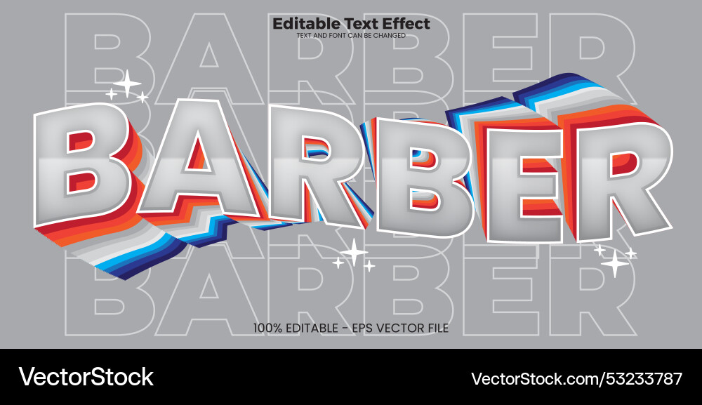 Barber editable text effect in modern trend style Vector Image