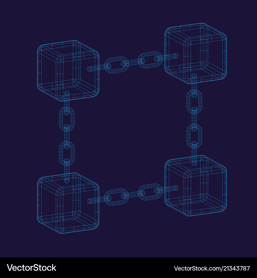 Blockchain blue background Royalty Free Vector Image