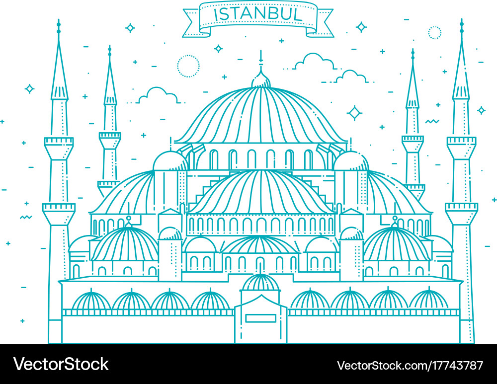 Blue mosque istanbul turkey Royalty Free Vector Image