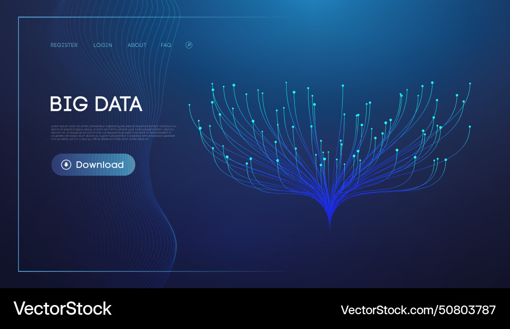 Blue particle data flow on dark background Vector Image
