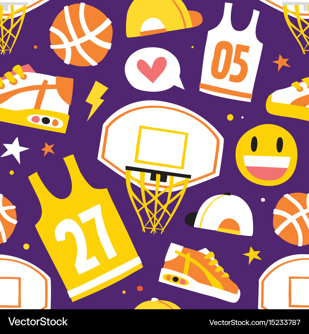 Cute Cartoon Basketball Objects Royalty Free Vector Image