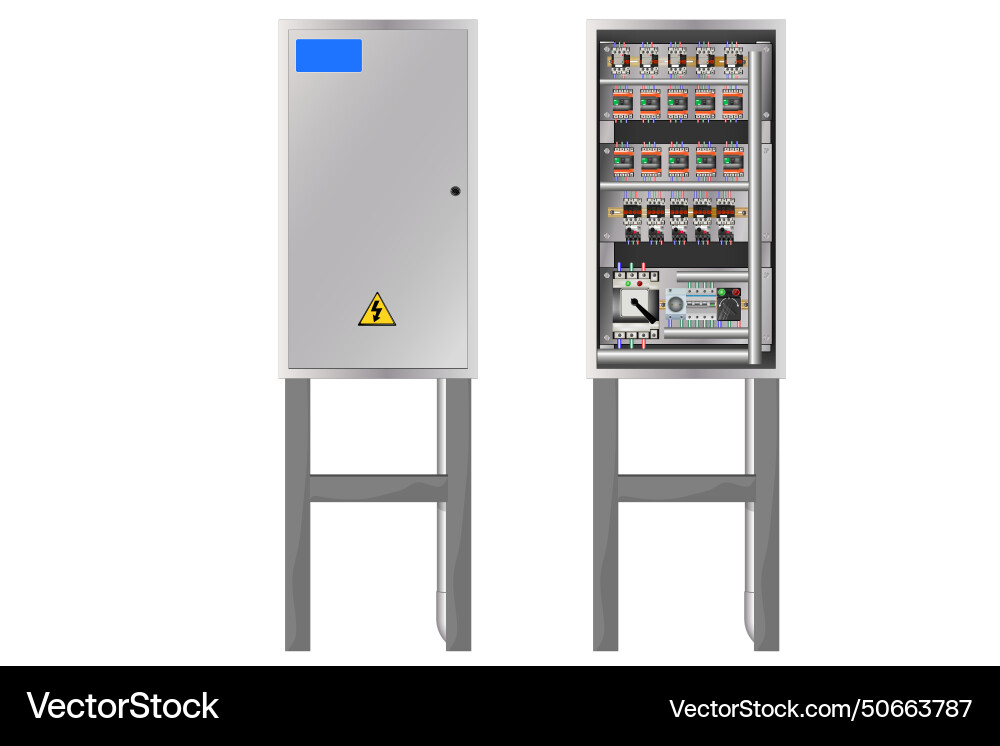 Electrical panel with magnetic contactor Vector Image
