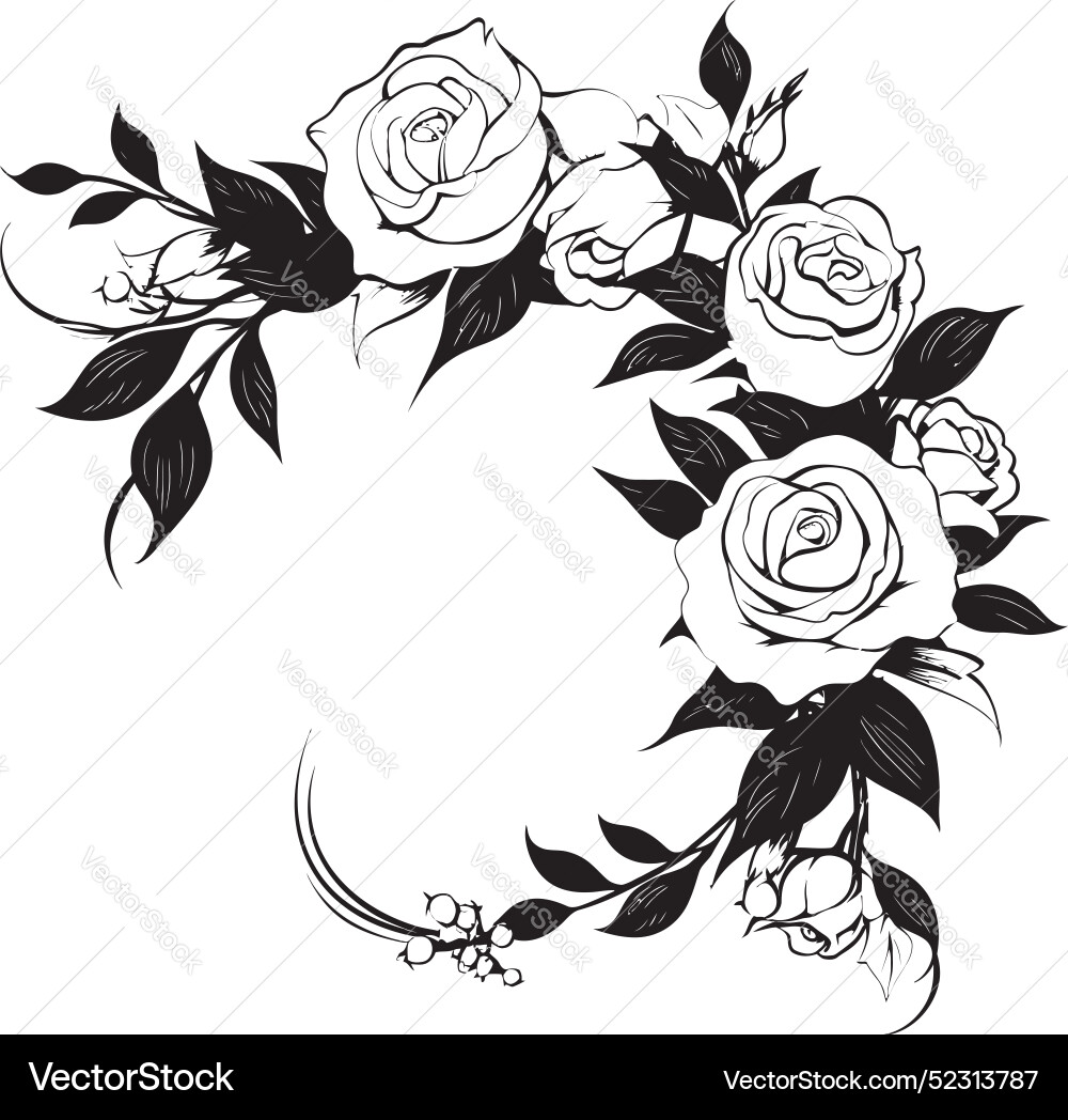 Ethereal elegance black rose frame rosevine noir Vector Image