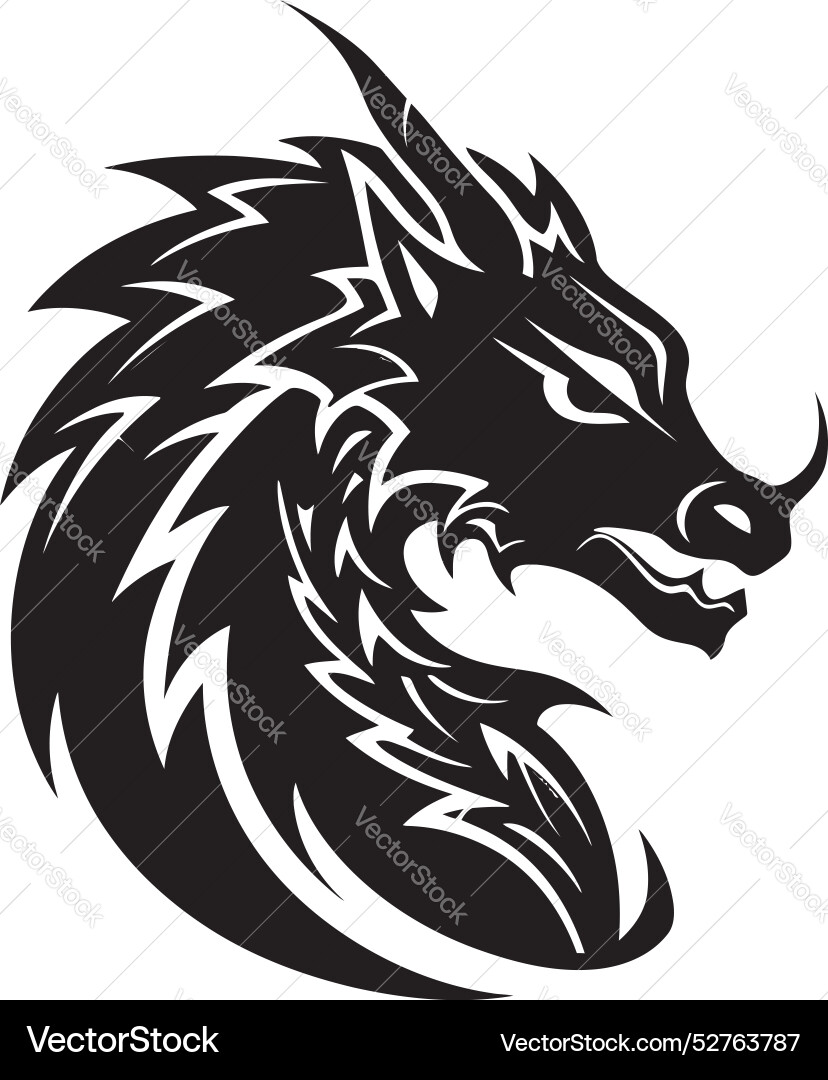 Intriguing dragon profile cartoon head tattoo Vector Image