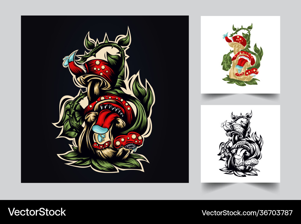 Mushroom monster artwork Royalty Free Vector Image