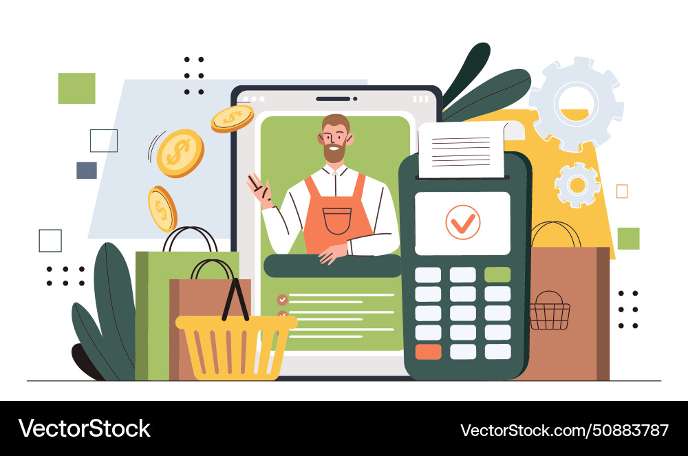 Online shop concept Royalty Free Vector Image - VectorStock