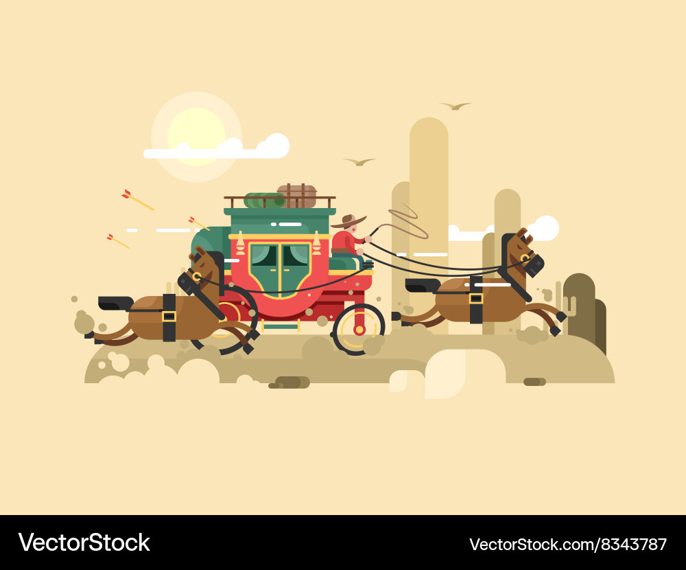 Stagecoach design flat Royalty Free Vector Image