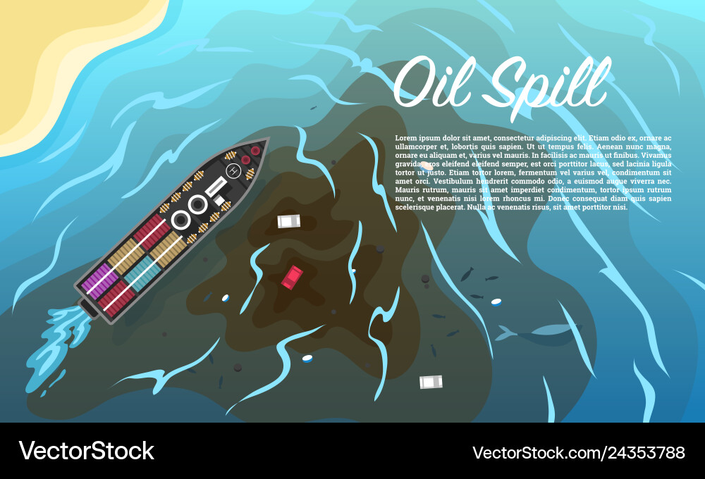 Devastating Oil Spill - Marine Pollution Vector Image