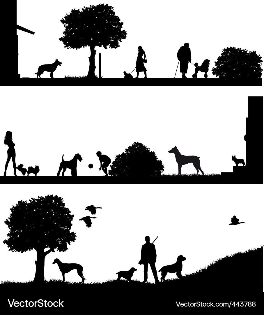 Life with dogs Royalty Free Vector Image - VectorStock