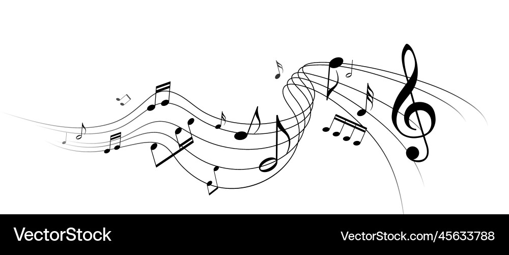 Musiknoten mit Kurvenwirbeln Lizenzfreies Vektorbild