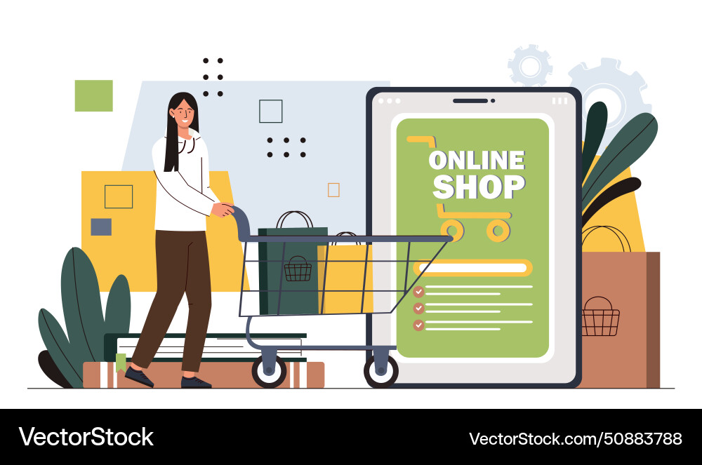 Online shop concept Royalty Free Vector Image - VectorStock