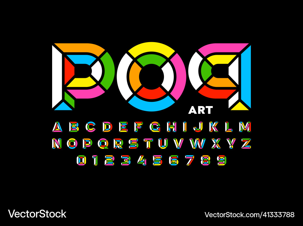 Pop art style font design alphabet letters Vector Image