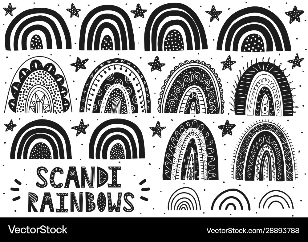 Scandinavian Rainbow Clip Art Set Royalty Free Vector Image
