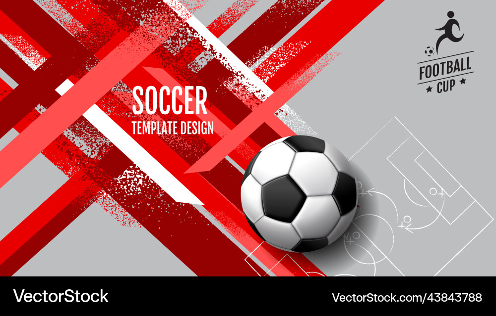 Soccer layout template design square red tone Vector Image
