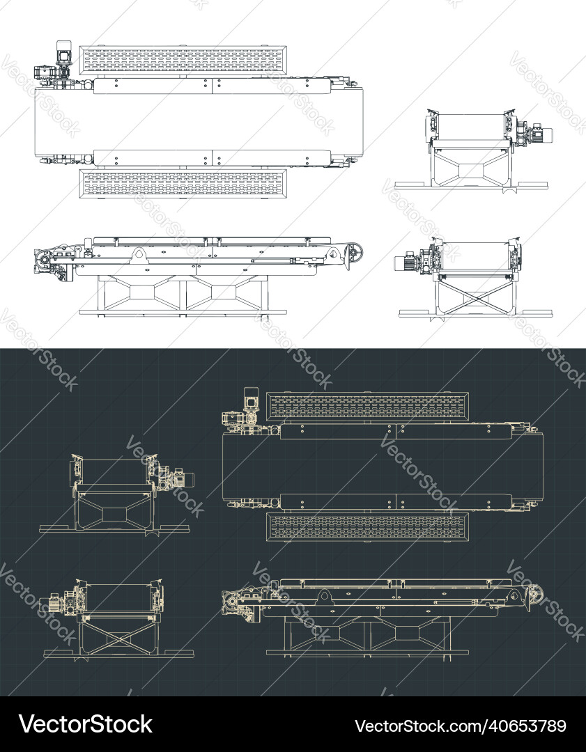 Conveyor line blueprints Royalty Free Vector Image