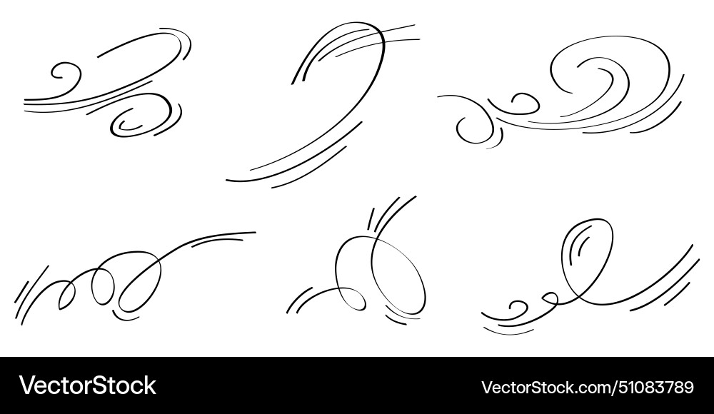 Doodle wind blow gust design Royalty Free Vector Image