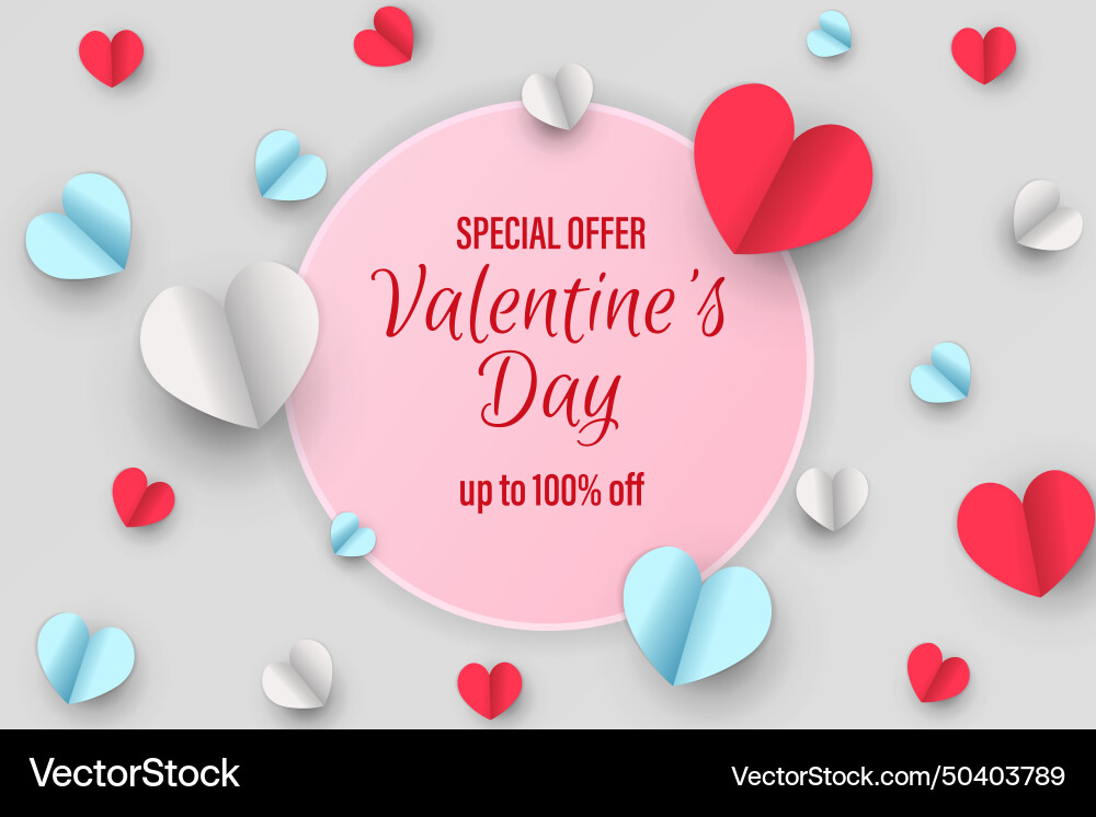 Happy valentines day background with paper cut Vector Image