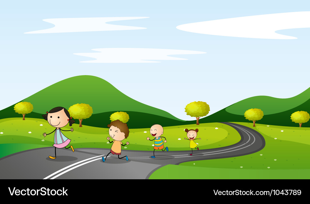 Kids walking background Royalty Free Vector Image