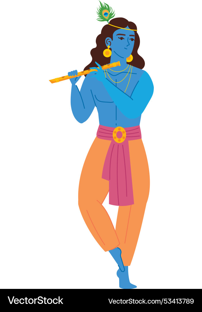 Lord krishna playing flute Royalty Free Vector Image