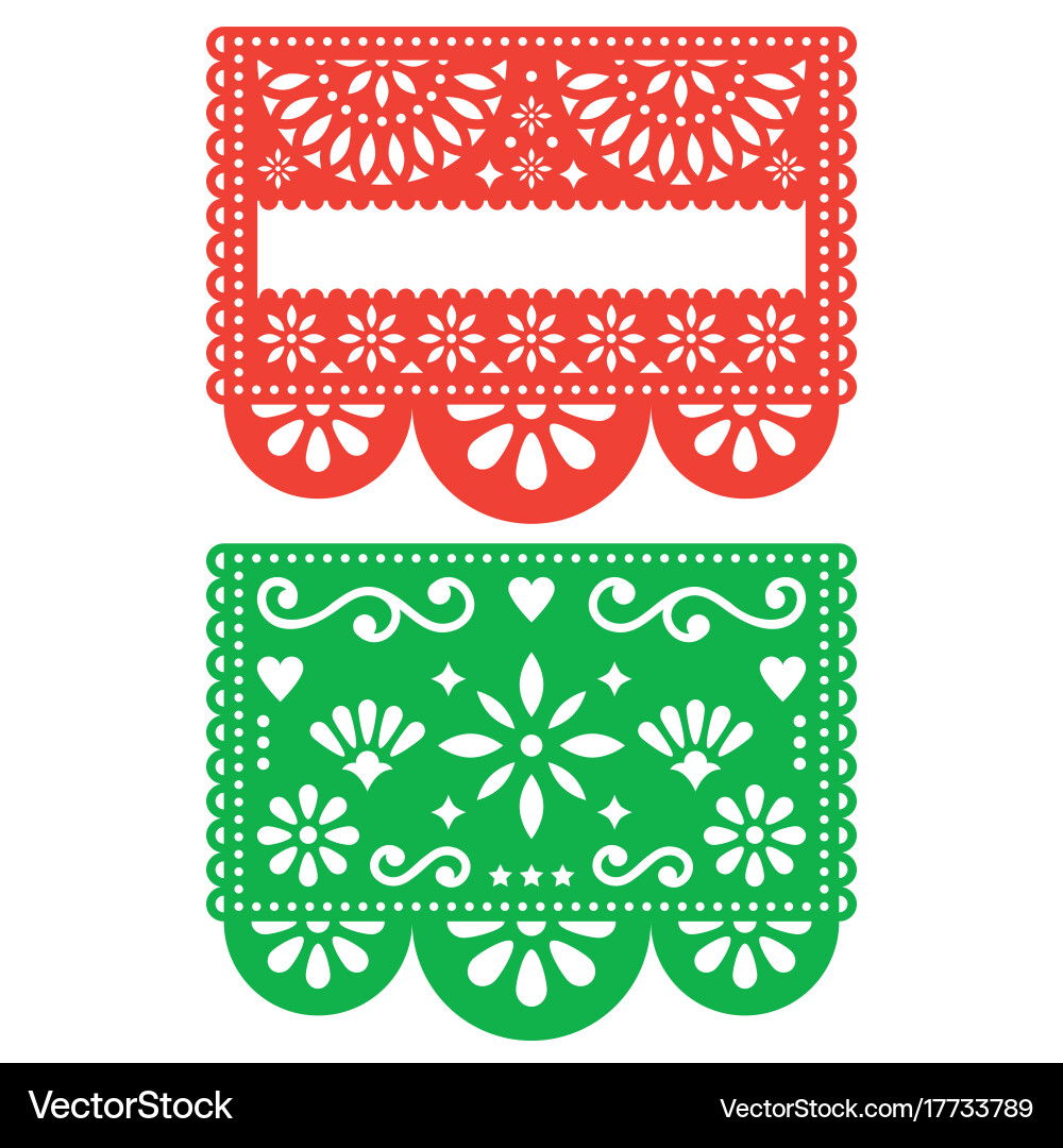 Mexikanische Papel Picado Template Design Set Vektorbild