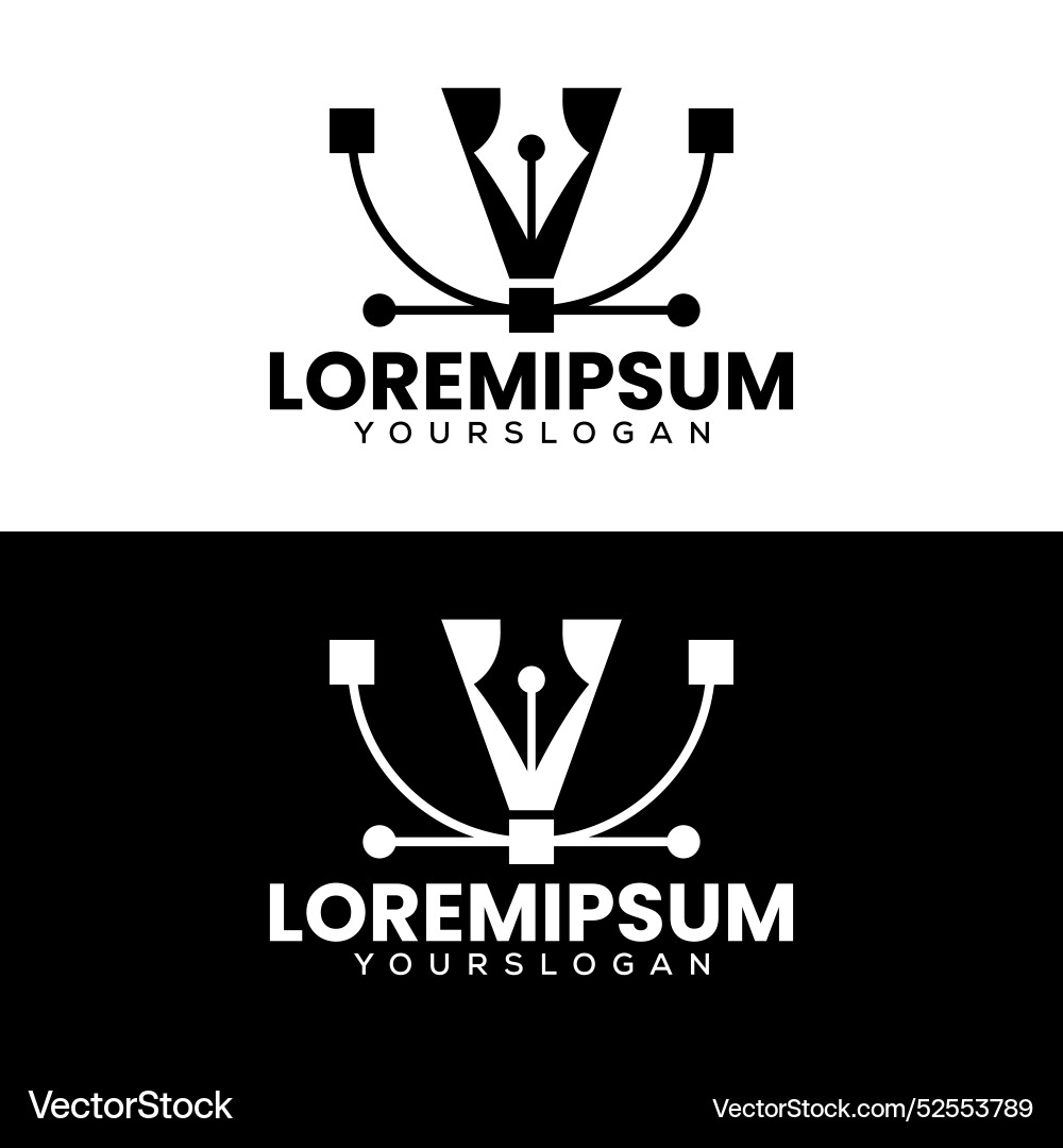 Pen tool icon logo design Royalty Free Vector Image