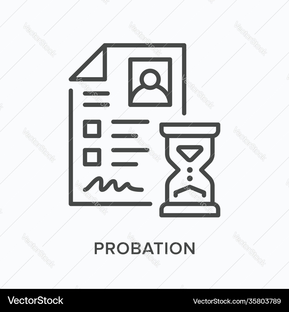 Probation flat line icon outline Royalty Free Vector Image