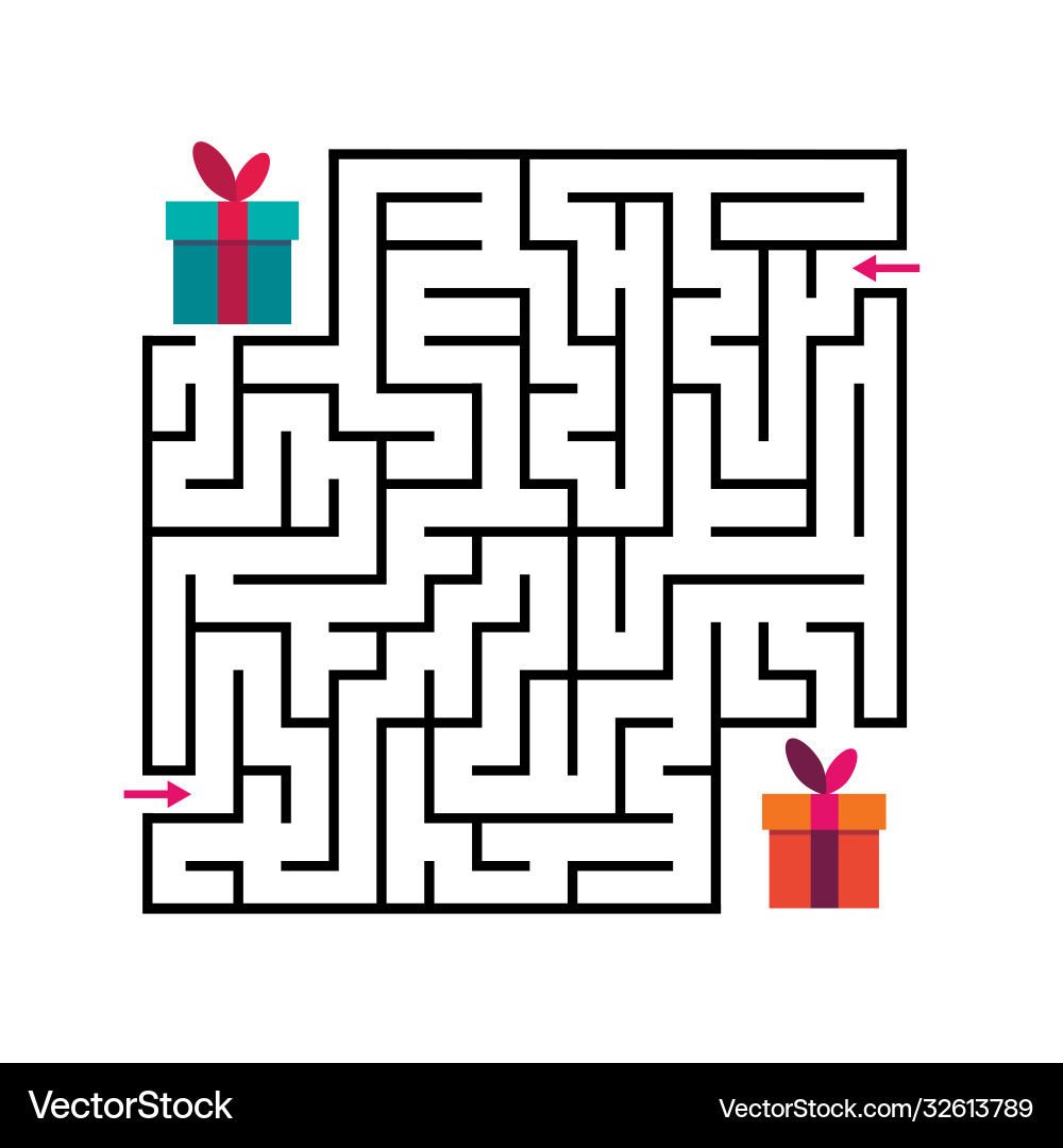 Square maze labyrinth game for kids Royalty Free Vector
