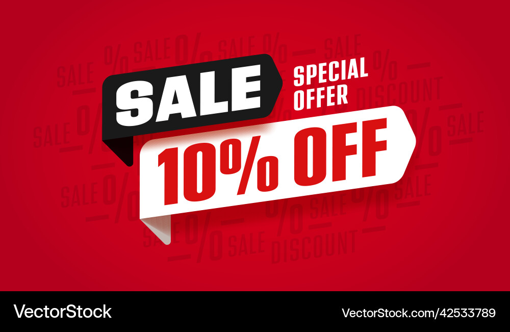 Ten percent off sale special offer banner design Vector Image