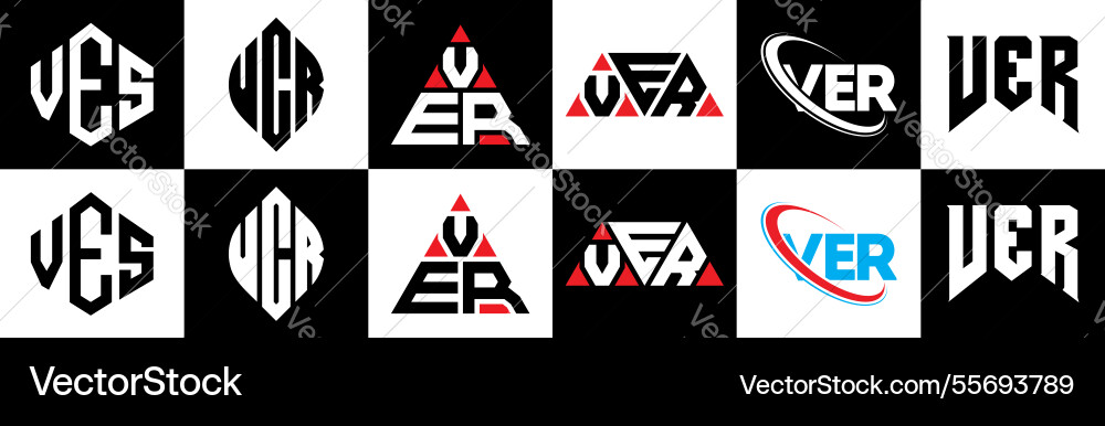 Ves letter logo design in six style polygon Vector Image