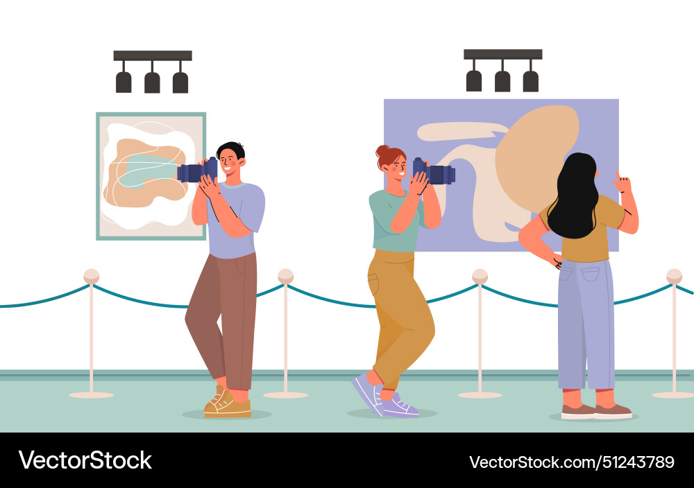 Visitors at photo gallery Royalty Free Vector Image