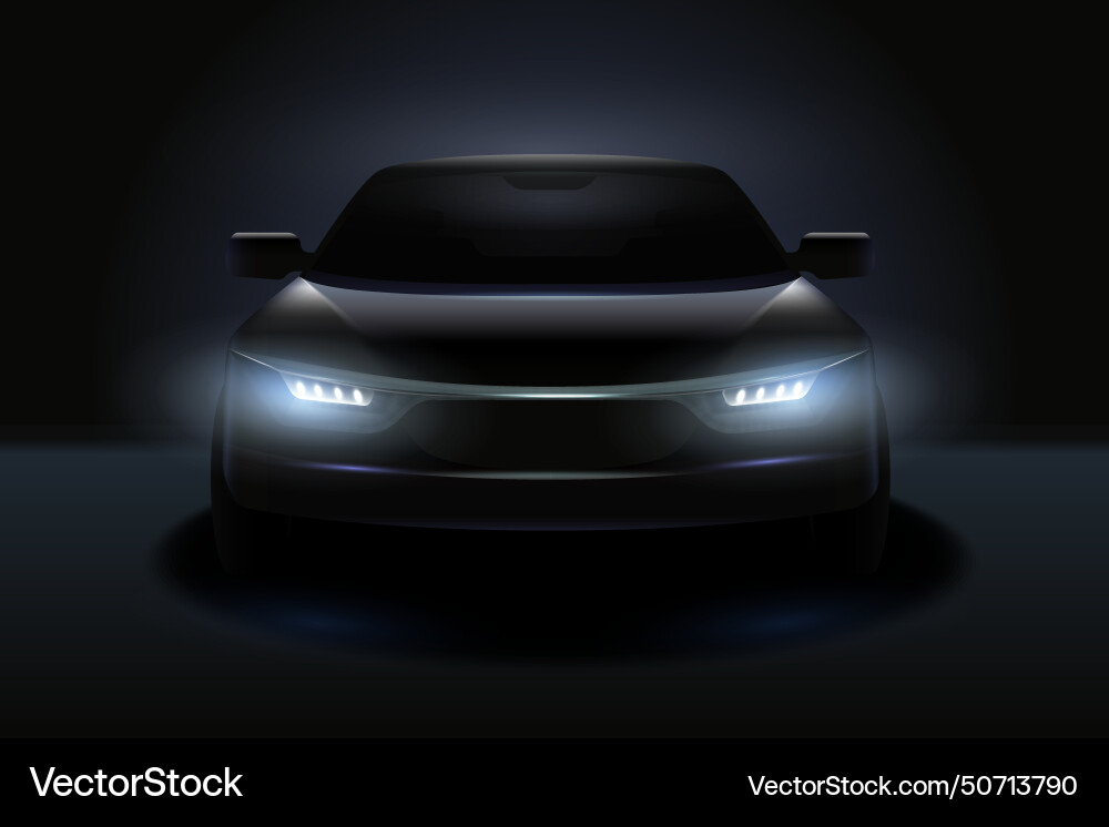 Car headlights realistic composition Royalty Free Vector