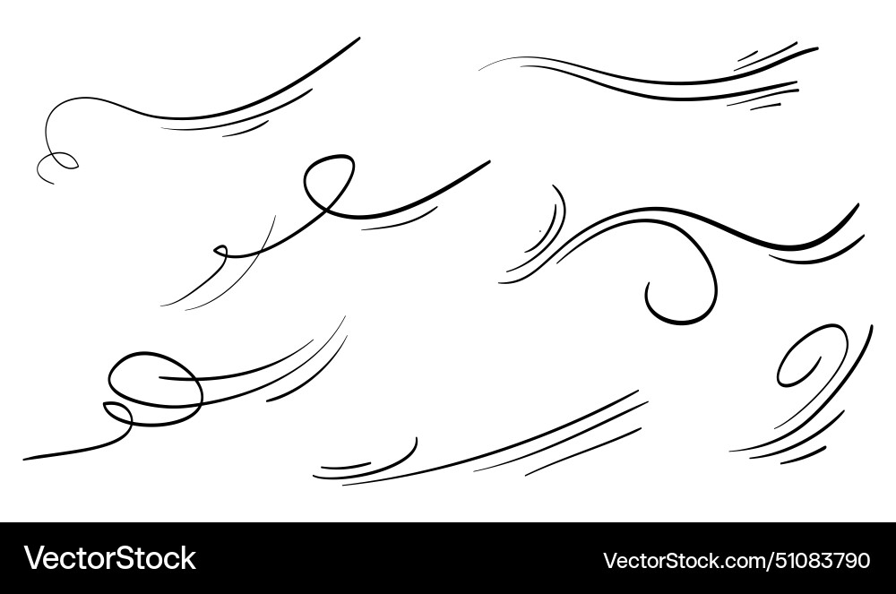 Doodle wind blow gust design Royalty Free Vector Image