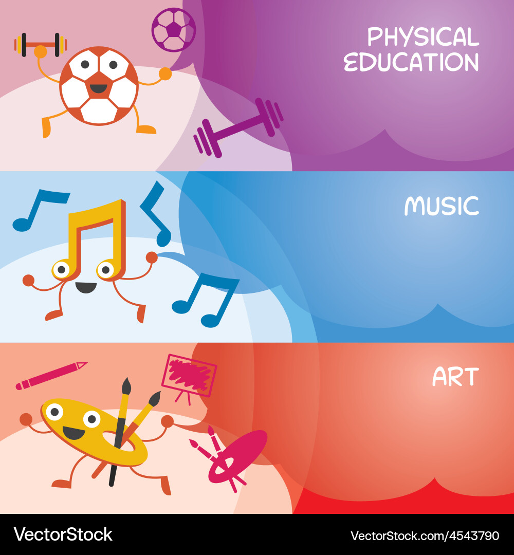 Education characters banner physical music art Vector Image