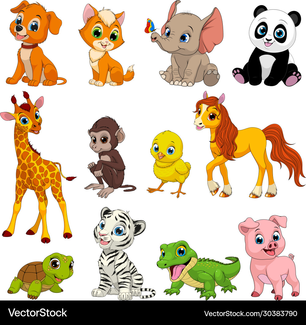 Funny animals set Royalty Free Vector Image - VectorStock