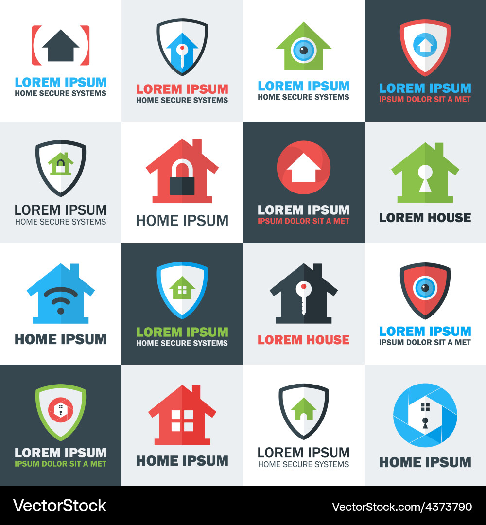 Home security logos set Royalty Free Vector Image