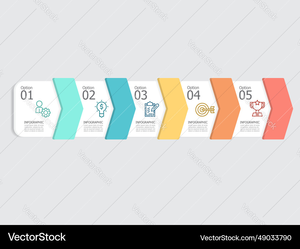 Horizontal steps timeline infographic element Vector Image