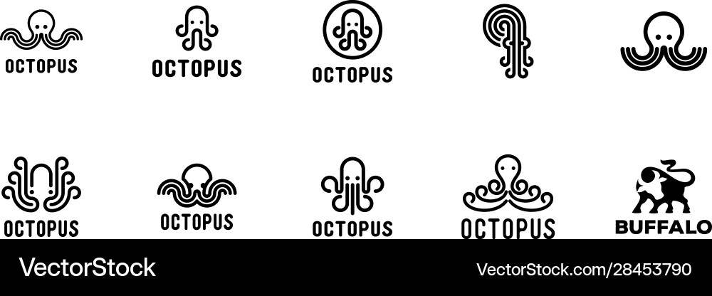 Octopus simple logo design Royalty Free Vector Image