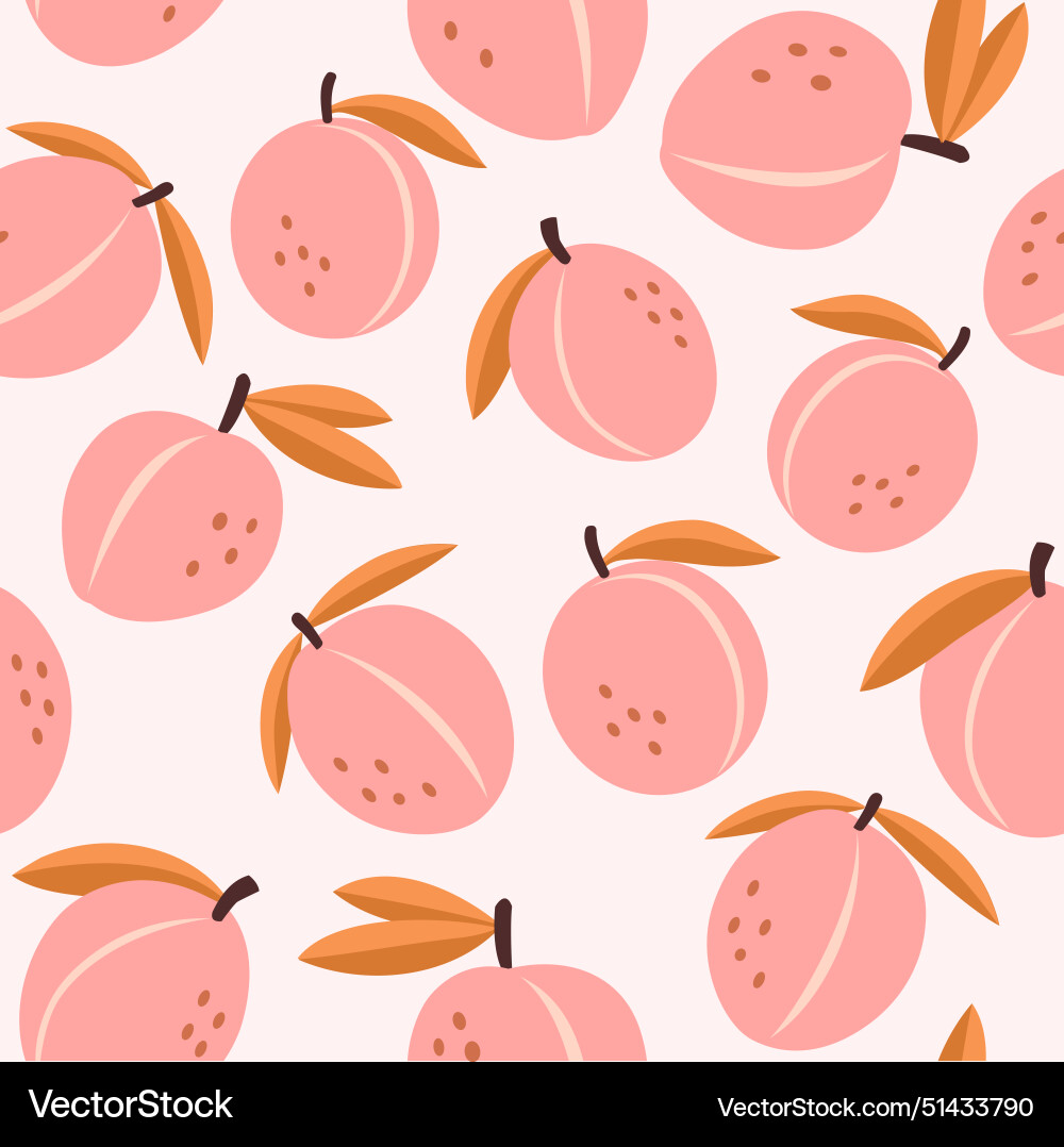 Peaches seamless pattern flat Royalty Free Vector Image
